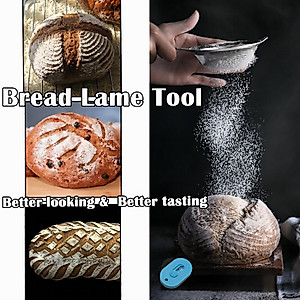 INSPOLIG Magnetic Bread Lame Dough Scoring Tool,Push-Pull Design Bread Lame Slashing Tool, Professional Sourdough Scoring Tool for Sourdough Bread Baking & Making Contain 5 Razor Blades (Blue)