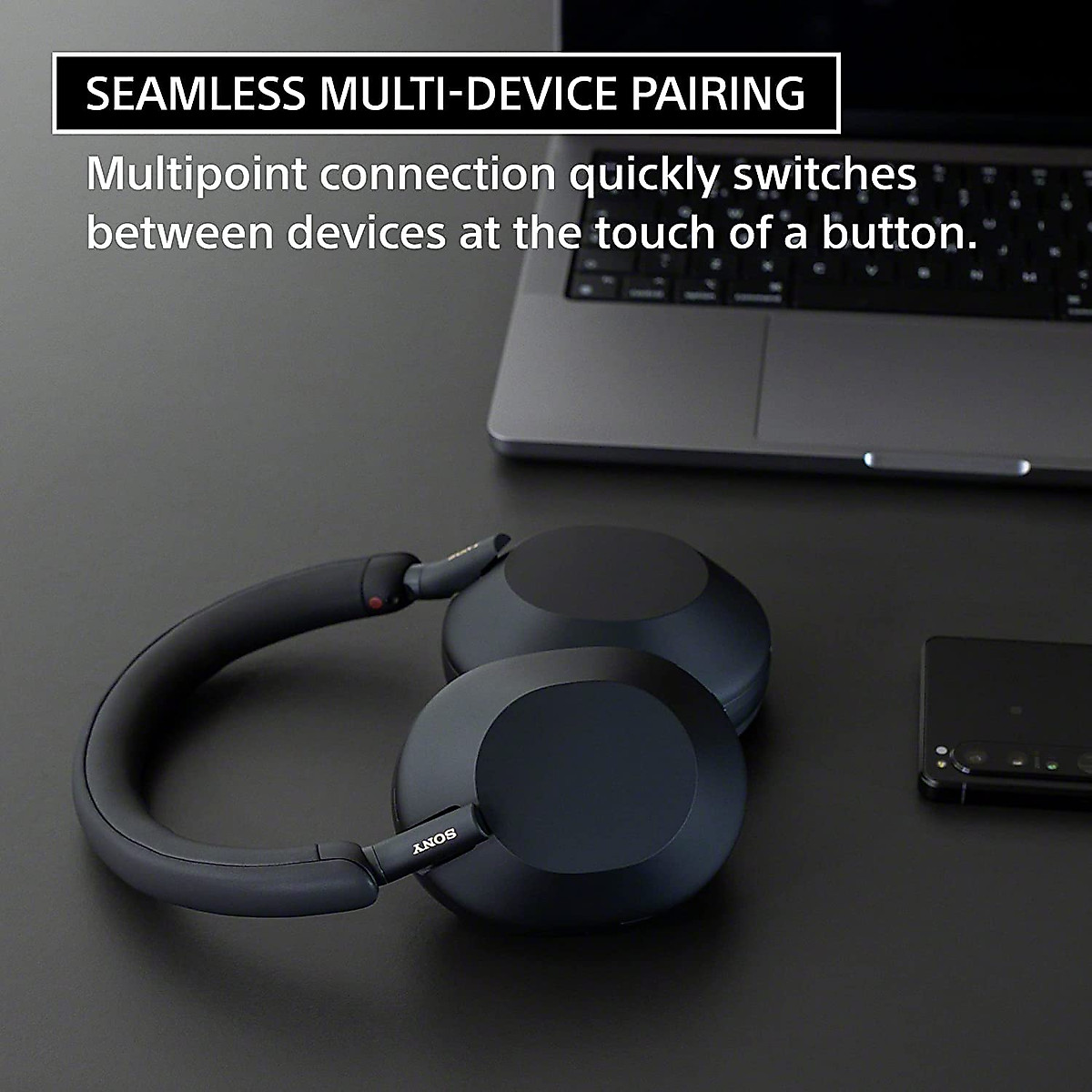 Sony WH1000XM5/B Wireless Noise Canceling Headphones (Black) Bundle with Deco Gear Hard Case + Pro Audio Headphone Stand + Microfiber Cleaning Cloth