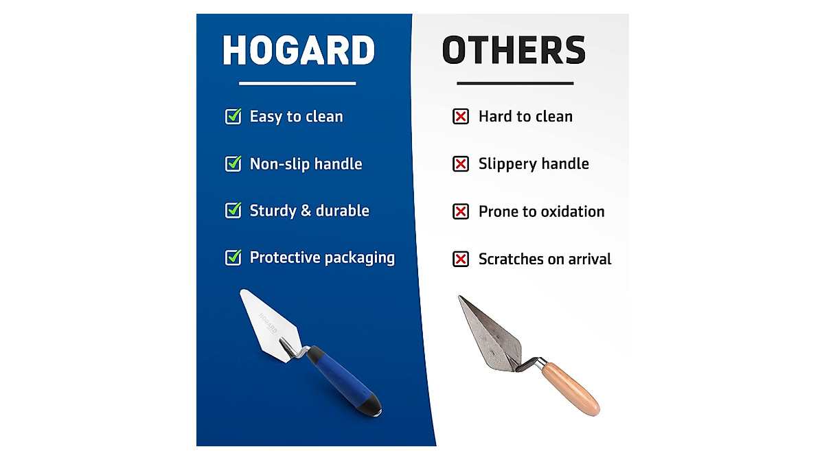 HOGARD 5" Pointing Bricklayer Trowel Premium | Stainless Steel & Soft Grip
