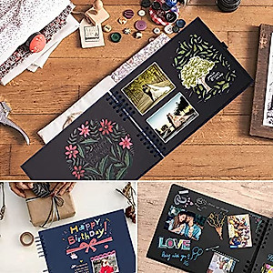 AIOR Scrapbook Photo Album 12.6 x 8.3 Inch 80 Pages Scrapbook Album, Thick Scrap Book with 12 Metalic Pens for DIY Photo Album Anniversary Christmas Birthday Gifts (Blue)