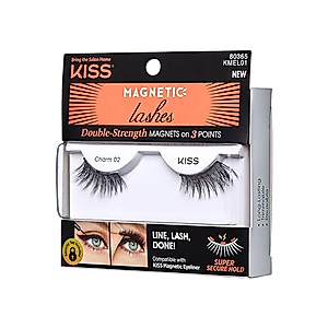 KISS Magnetic False Eyelashes, Charm', 12 mm, Includes 1 Pair Of Magnetic Lashes, Contact Lens Friendly, Easy to Apply, Reusable Strip Lashes