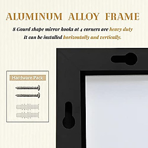 Koonmi 71"x31" Full Length Mirror Extra Large Floor Mirror Hanging or Leaning Against Wall Mounted Aluminum Alloy Dressing Rectangle Body Mirror Bedroom Burst-Proof Glass, Black