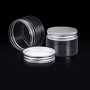 12 Pack Clear Plastic Storage Favor Jars Wide-Mouth Plastic Containers with Lids for Beauty Products (2 Ounce)