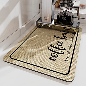 TCHDIO-Coffee Mat-Hide Stain Absorbent Rubber Backed Quick Drying Mat for Kitchen Counter-Coffee Bar Accessories Dish Drying Mat Fit Under Coffee Maker Coffee Machine Coffee Pot Espresso Machine