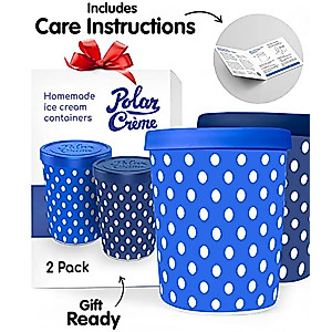 Polar Creme Ice Cream Containers for Homemade Ice Cream - 2 Containers - 1.5 Quart Each