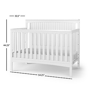 Child Craft Scout 4-in-1 Convertible Crib, Baby Crib Converts to Day Bed, Toddler Bed and Full Size Bed, 3 Adjustable Mattress Positions, Non-Toxic, Baby Safe Finish (Matte White)