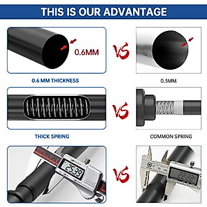 BRIOFOX Industrial Shower Curtain Rod - Never Rust Non-Slip 43-72 Inch Stainless Steel, Matte Black