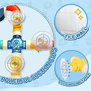 GILOBABY 15 PCS Baby Bath Toys, Animal Spinning Gear Toddler Bath Time Sensory Development Toy Set with Stacking Cup, Attaches to Any Size Tub Wall, Ideal Educational Toys for Child