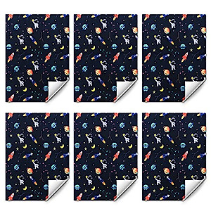 Geluode Birthday Wrapping Paper for Kids Boys Girls Space Lover, Outer Space Wrapping Paper for Birthday Baby Shower Kindergarten Party, 6 Sheets Folded Flat 20x28 Inches Per Sheet