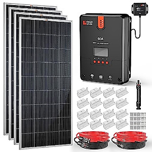 RICH SOLAR 800 Watt 12V Solar kit Contains 4 high Efficiency 200W Monocrystalline Panels with 9 busbars and Our 60A MPPT Controller