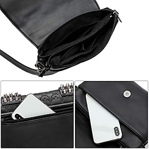 LUI SUI Women Gothic Skull Cross body Purse Bags Skull Rivet Shoulder Bag Purse