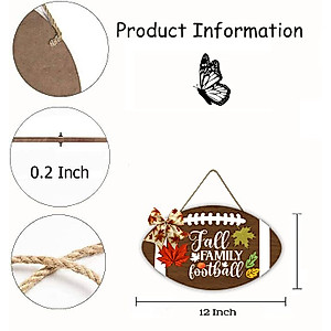 Muroanmi Fall Welcome Sign for Front Door, Fall Family Football Sign, Farmhouse Front Door Signs Seasonal Rustic Wooden Home Sign Football Sports Lover Home Décor 12Inch