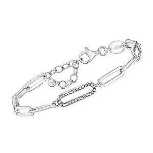 Ross-Simons Charles Garnier .75 ct. t.w. CZ Paper Clip Link Bracelet in Sterling Silver. 7 inches