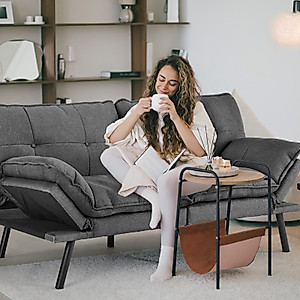 Emerspring Futon Sofa Bed,Convertible Sofa Bed Couch, Memory Foam Loveseat Sofa,Small Splitback Sofa Sleeper for Office,Living Room,Light Grey