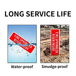 Fire Sprinkler Riser Inside Sign, 12"x 4" .04" Aluminum Reflective Sign Rust Free Aluminum-UV Protected and Weatherproof