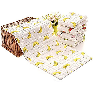 Naisian Muslin Baby Burp Cloths 20 * 10 Inches, 5 Pack Super Absorbent Burping Cloths 100% Organic Cotton Milk Spit Up Rags Unisex for Sensitive Skin|Shower Gift for Baby Registry