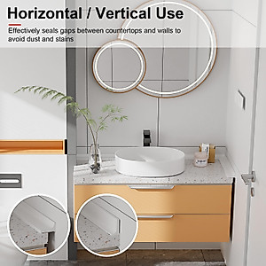 Shower Threshold Water Dam Barrier - Jobon Self-Adhesive Silicone Collapsible Shower Water Splash Guard for Kitchen Sink Bathroom Shower Bathtub (White, 98 Inch/2.5M)