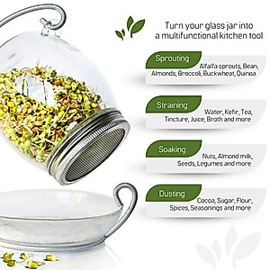 6PCS Stainless Steel Sprouting Lids – Regular Mouth Mason Jars Lids for Germination Kit 304 Stainless Steel Sprouting Jar Mesh Lids for Sprouts Grow Kit for Growing Broccoli Mung Bean Sprouts Alfalfa