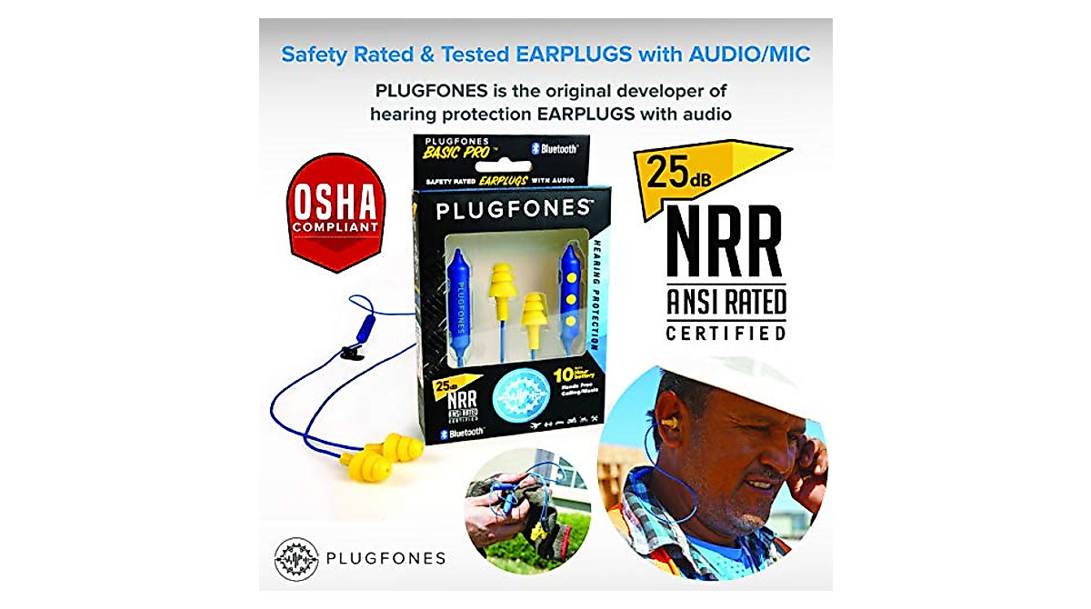 Plugfones Basic Pro Earplug Earbuds | Noise Reduction & Work