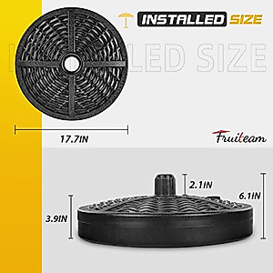 FRUITEAM Fillable Plastic Outdoor Patio Umbrella Base 30 Lbs Water Umbrella Base, Outdoor Weighted Patio Market-Heavy Duty Table Stand, for Outdoor, Lawn, Deck, Garden, Spa, Pool, Rattan Weave (Black)