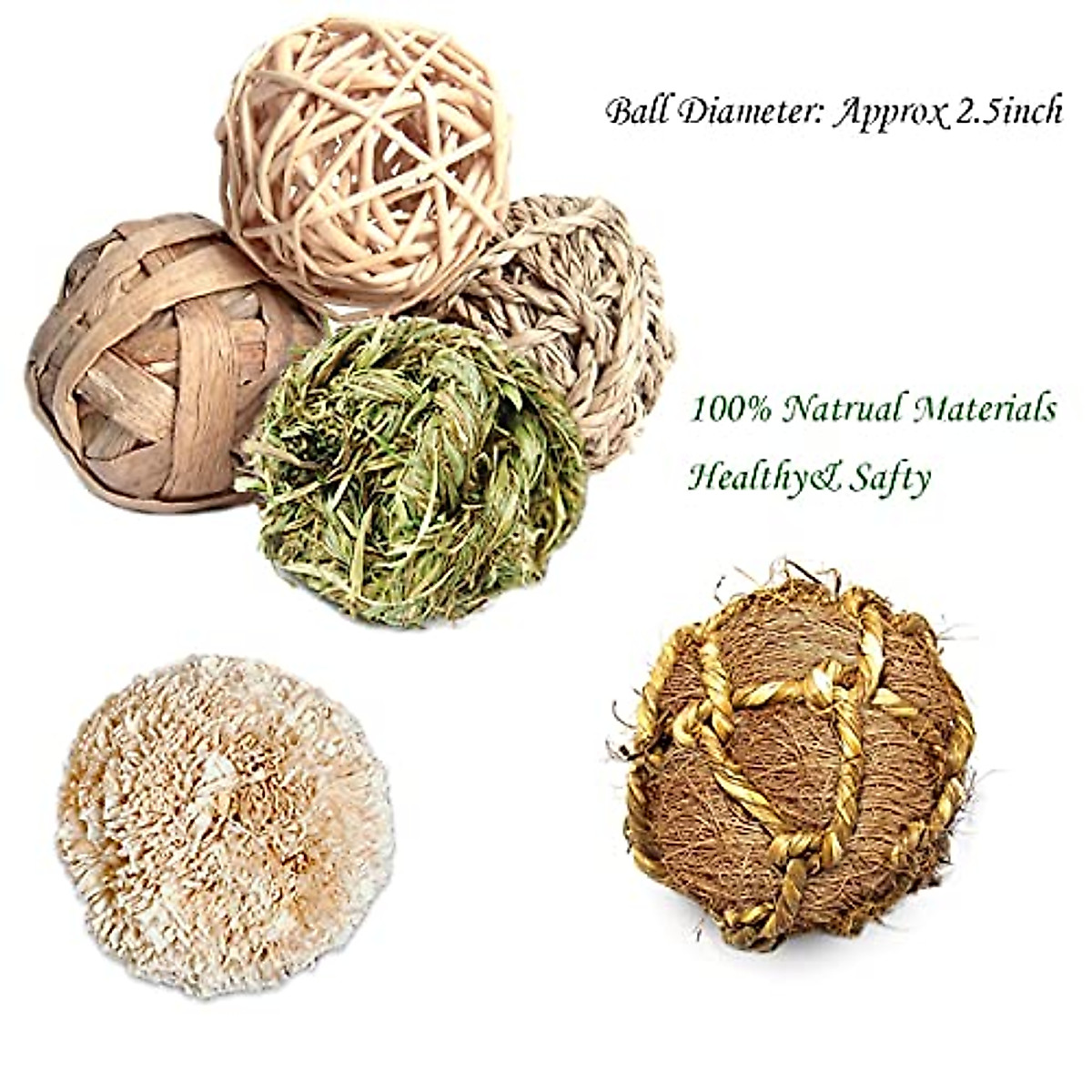 CooShou Small Animals Play Balls Rabbit Rolling Activity Toys Bunny Chewing & Gnawing Treats Toys for Guinea Pigs, Rabbits, Chinchilla, Hamsters 7Pcs