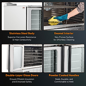 WILPREP Natural Gas Convection Oven, Single Deck Commercial Gas Convection Oven with 54000 BTU, 7 cu ft Capacity, 38" Full Size Conventional Oven for Commercial Restaurant Kitchen, NG, 120V