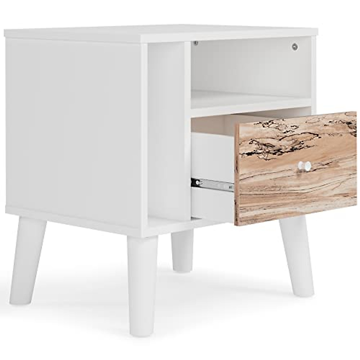 Signature Design by Ashley Piperton 1 Drawer Night Stand Nightstand, 21.88" Tall, White & Light Brown