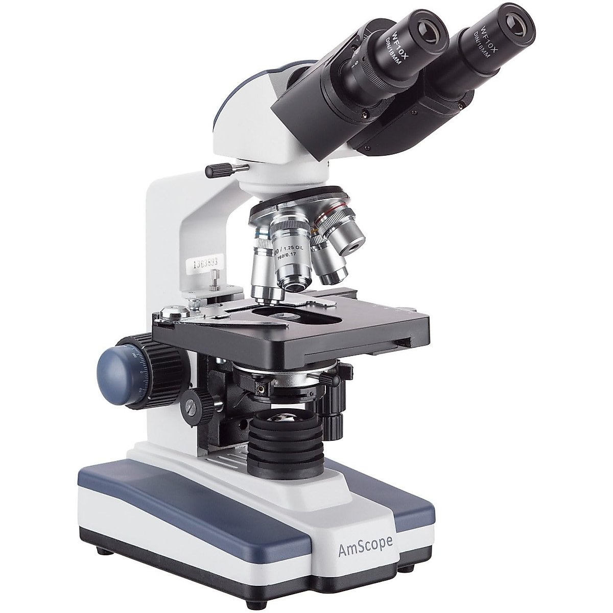 AmScope - 40X-2500X LED Lab Binocular Compound Microscope with 3D-Stage + 50pc Blank Slides + 100 Coverslips - B120C-50P100S