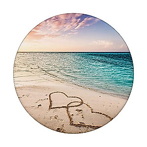 Tropical Beach Theme with Hearts in Sand PopSockets PopGrip: Swappable Grip for Phones & Tablets