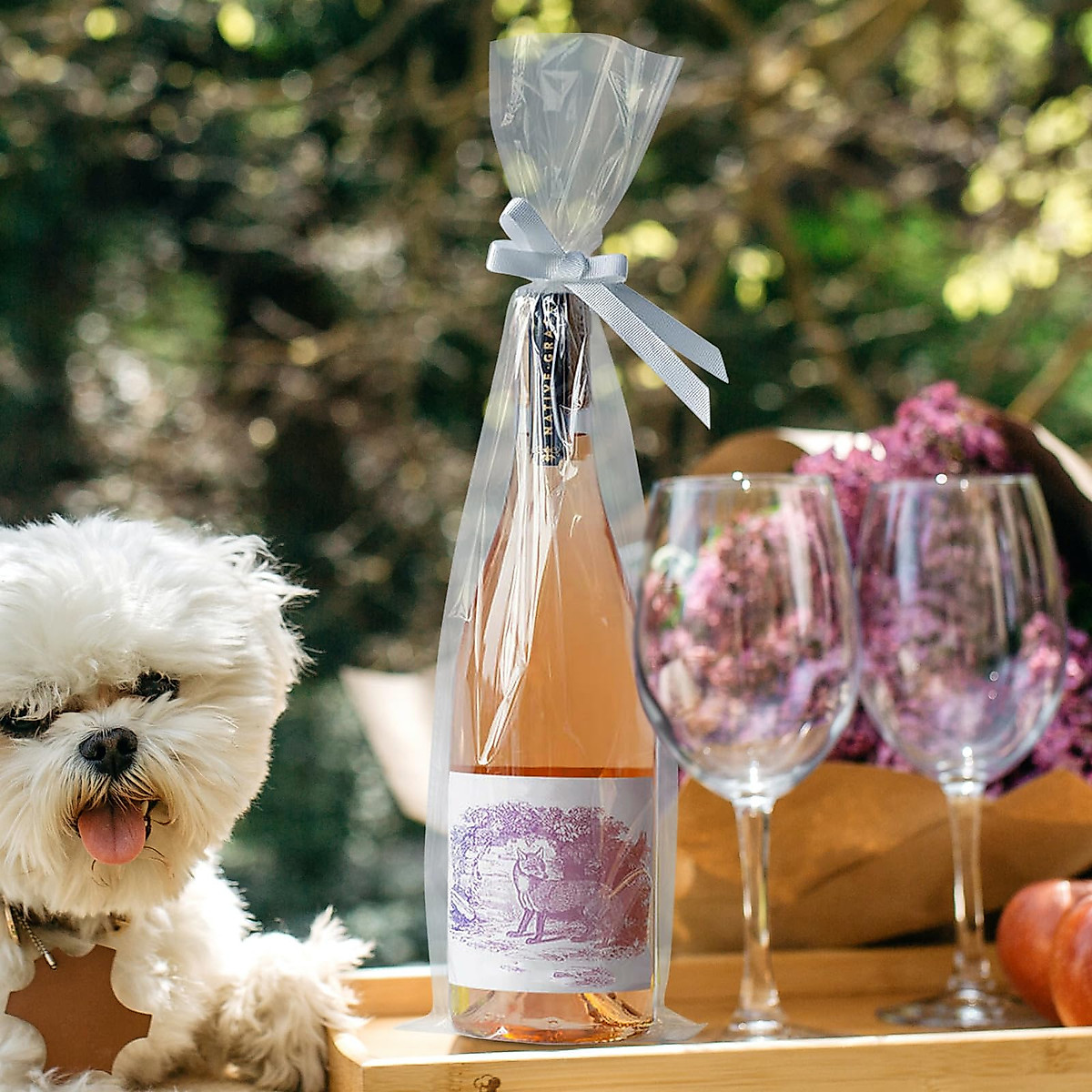 Morepack Cellophane Bags for Wine Bottles,6x18 Inches 50Pcs Clear Wine Gift Cello Bags With Twist Ties