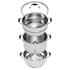 VINEYARD Deluxe Stainless Steel Steam Juicer with Tempered Glass Lid VKP1150