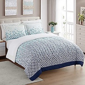 Sweet Home Collection 7 Piece Comforter Set Bag Solid Color All Season Soft Down Alternative Blanket & Luxurious Microfiber Bed Sheets, Genova, Queen
