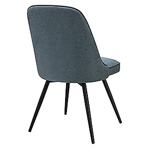 OSP Home Furnishings Penton Swivel Chair with Padded Seat and Black Legs 2-Pack for Dining or Home Office Use, Navy Blue Faux Leather