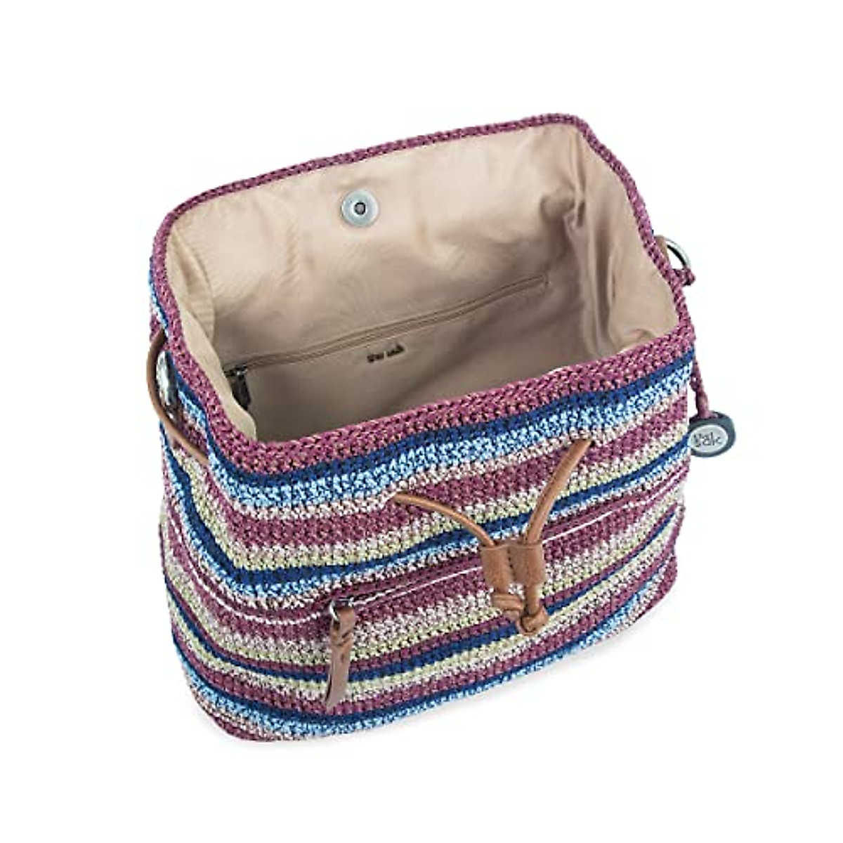 The Sak Avalon Backpack in Crochet, Convertible Straps, Mahogany