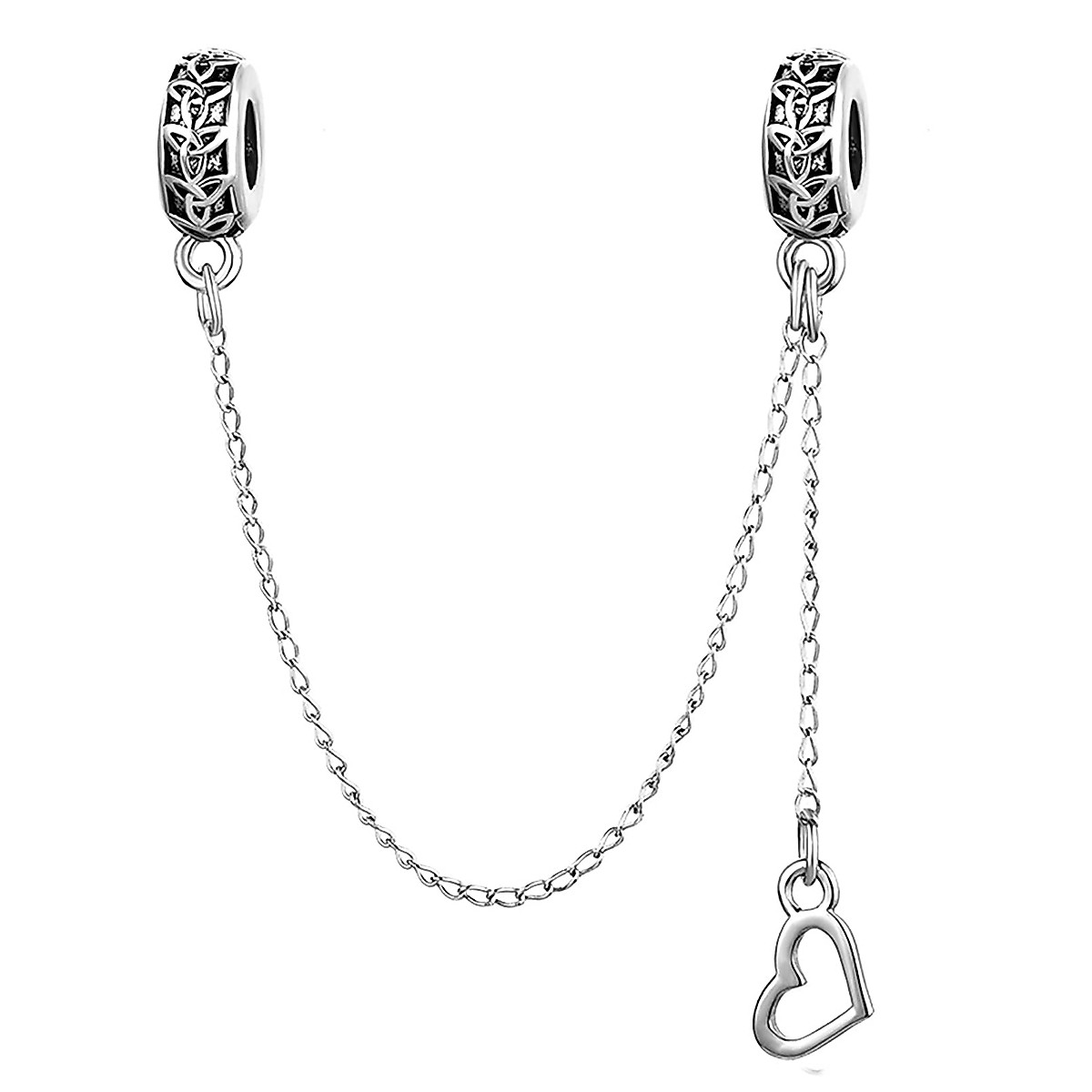 Chili Jewelry Women Heart Love Celtic Knot Spacer Safety Chain Charm Compatible With Pandora Charms Bracelets