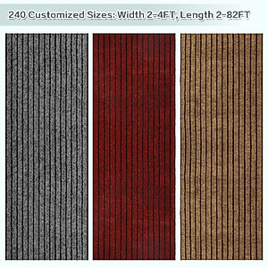 Custom Size Runner Rug 2 ft x 12 ft, ZGR 2-82ft Carpet Runners Hallway Entryway Kitchen Garage Laundry Room Area Rugs with Non-Slip Rubber Backing, Gray with Black Stripe