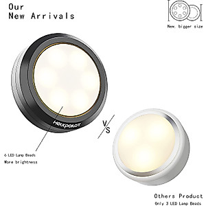 HOLKPOILOT Puck Lights with Remote Control, LED Under Cabinet Lights,Under Counter Light Battery Operated, Closet Light Dimmable,Wireless Under Cabinet Lighting, Stick On Lights(4PACK)