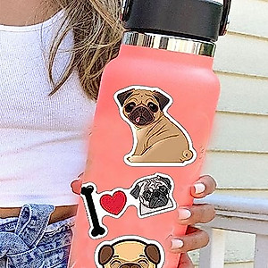 100 Pack Cute Pug Dog Stickers for Water Bottle Car Laptop, Waterproof Aesthetic Trendy Sticker, Great Gift for Pug Lover Kids Teens