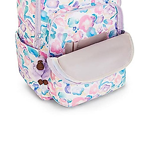 Kipling Women's Seoul 15" Laptop Backpack, Durable, Roomy with Padded Shoulder Straps, Aqua Flowers, 12.8''L x 17.3''H x 9''D