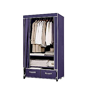 IULJH Cloth Wardrobe Furniture Storage Cabinet Fabric Closet Folding Non Woven Portable Waterproof Reinforcement Dustproof Bedroom