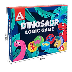 Y YTONGSOON Four-Color Dinosaur Animal Logic Game Double-Sided Wooden Montessori Enlightenment AIDS Children's Educational Toys