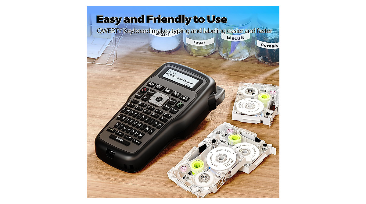 Handheld Label Maker Machine with Keyboard - E1000 Pro Portable Label ...