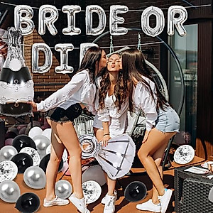 Bride or Die Bachelorette Party Decorations - Silver and Black Bride or Die Balloons,Banner and Bride To Be Sash for Engagement Wedding Bachelorette Party Supplies