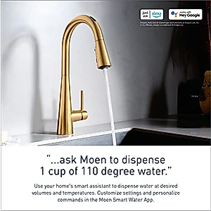 Moen Sleek Matte Black Smart Faucet Touchless Pull Down Sprayer Kitchen Faucet with Voice Control and Power Boost, 7594EVBL