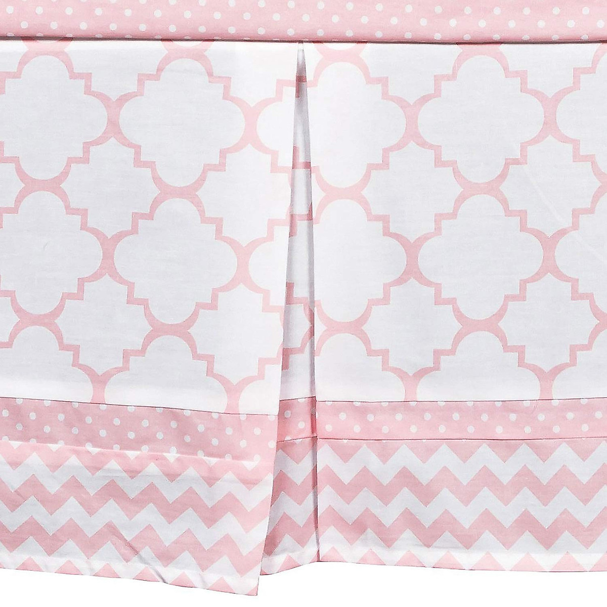 Trend Lab Pinky Sky 3 Piece Crib Bedding Set, Can Be Used As A Blanket Or A Playmat for Tummy Time, Includes Quilt, Fitted Crib Sheet and Skirt