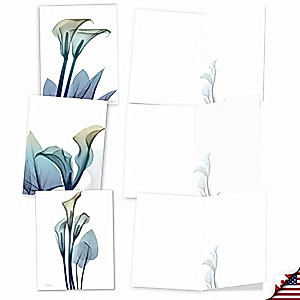 The Best Card Company - 10 Boxed Note Cards with Flowers - Blank Assorted Floral Notecards Bulk (4 x 5.12 Inch) - Blooming Expressions AM6221OCB-B1x10