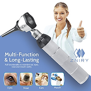 Zniry Veterinary LED ENT Otoscope Diagnostic Set, with 12 Various Diagnostic Instruments