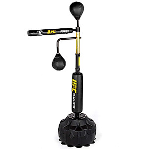 Happybuy Boxing Speed Trainer, Punching Bag Spinning Bar, Training Boxing Ball with Reflex Bar & Gloves, Solid Speed Punching Bag Free Standing, Adjustable Height, for Man, with Two Ball