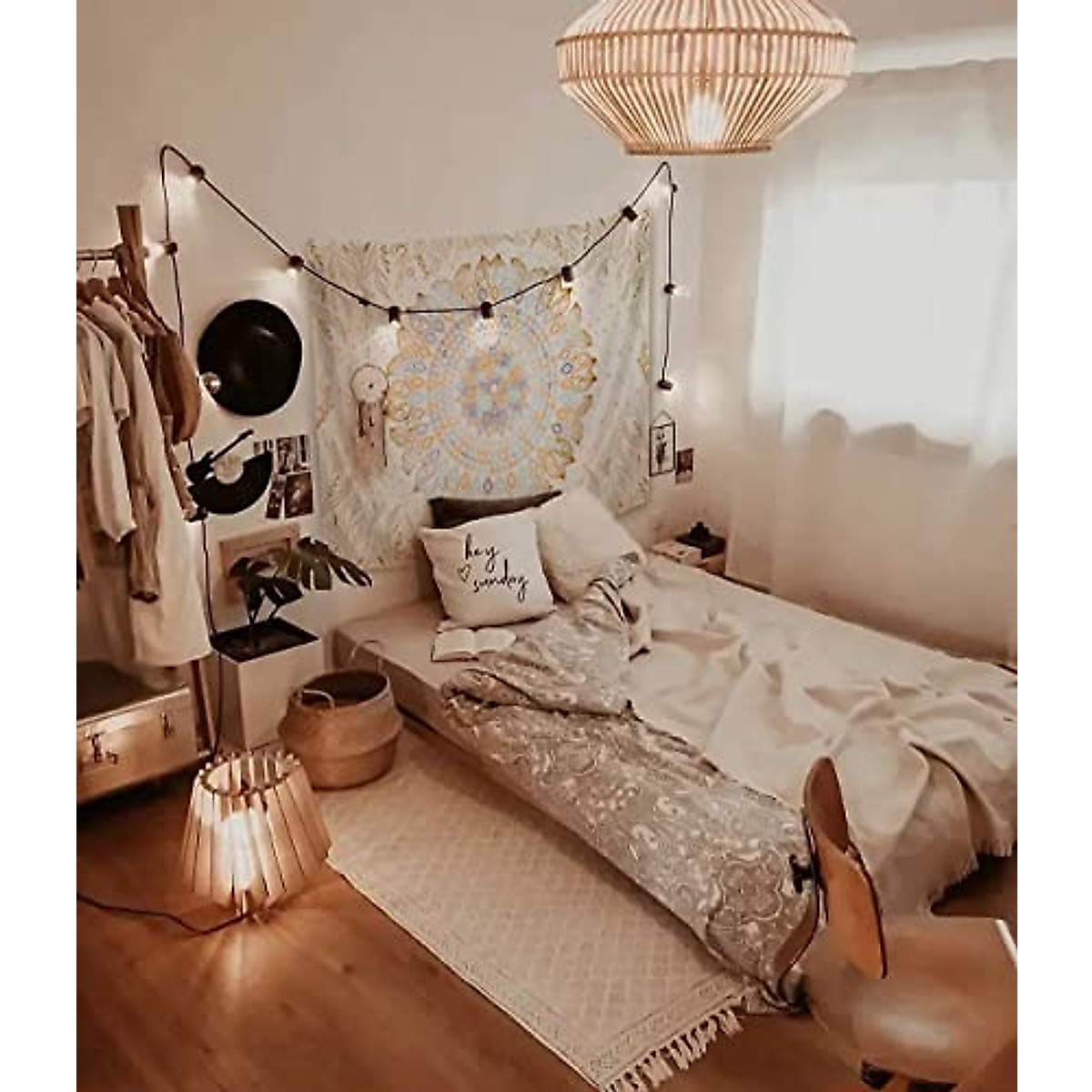 Damanse Mandala Tapestry-Trippy Tapestry Aesthetic-Indian Boho Tapestry Wall Hanging -Bohemian Tapestries Wall Art Hippie Room Decor- Tapestry for Bedroom Teen Girl (White, 49.2"x59.1")