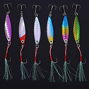 ZPSHYD Artificial Attractive Iron Plate Bait, 6PCS Long Shooting Fishing Sequin Lure, Iron Plate Bait Tool Accessory for Sea Fishing
